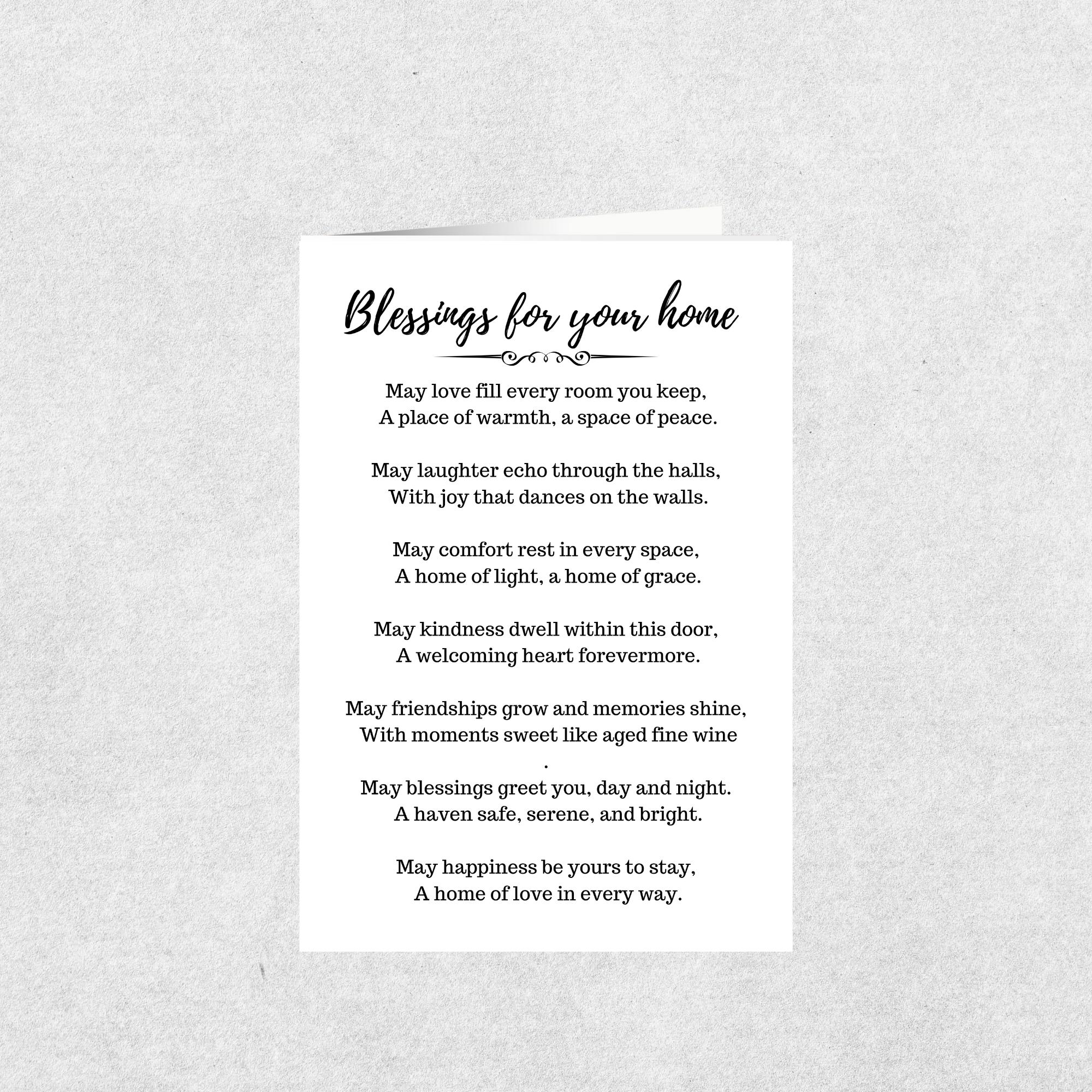 Housewarming Blessing Card Printable New Home Gift Spiritual Home ...