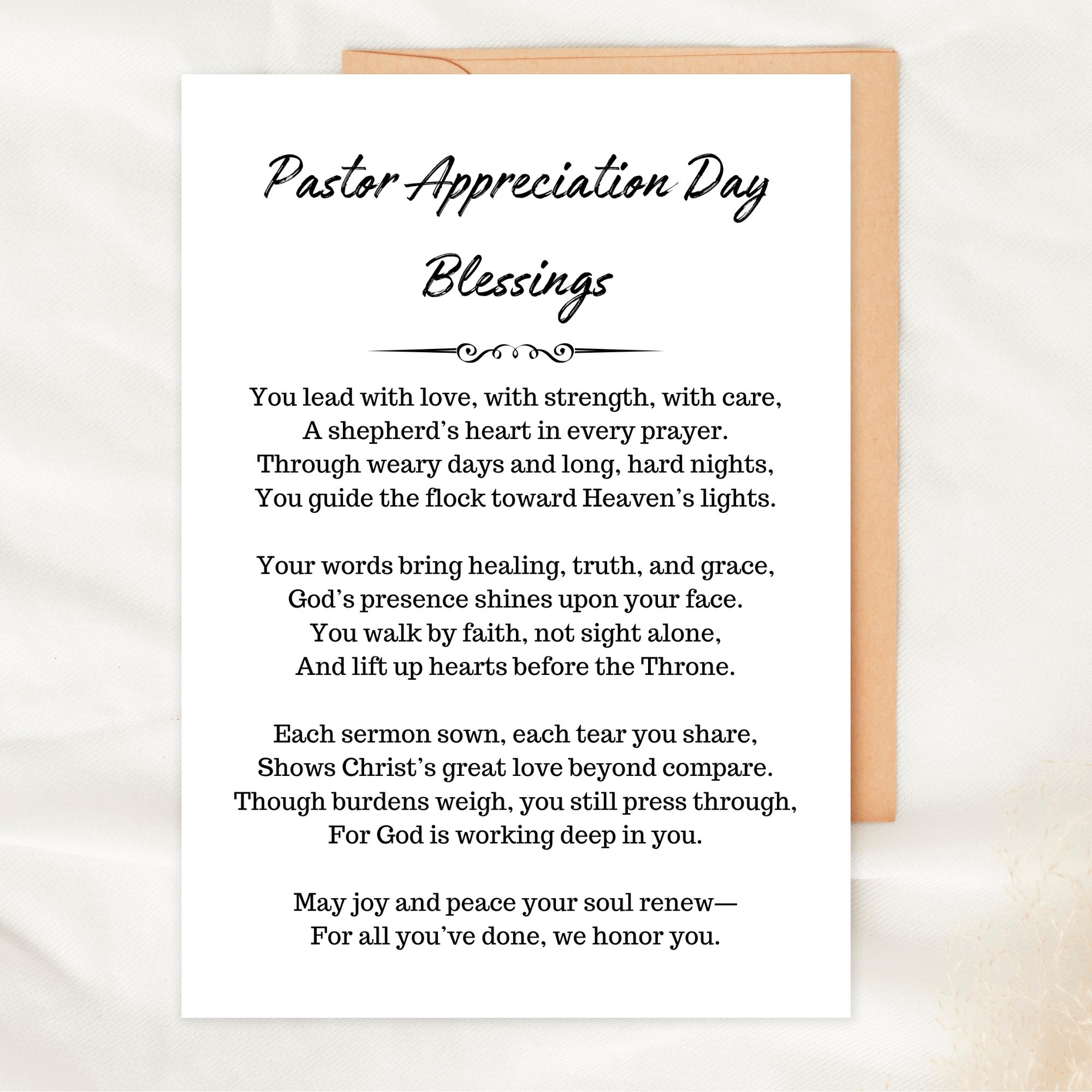 Pastor Appreciation Day Card Printable Blessings Christian Pastor Card ...