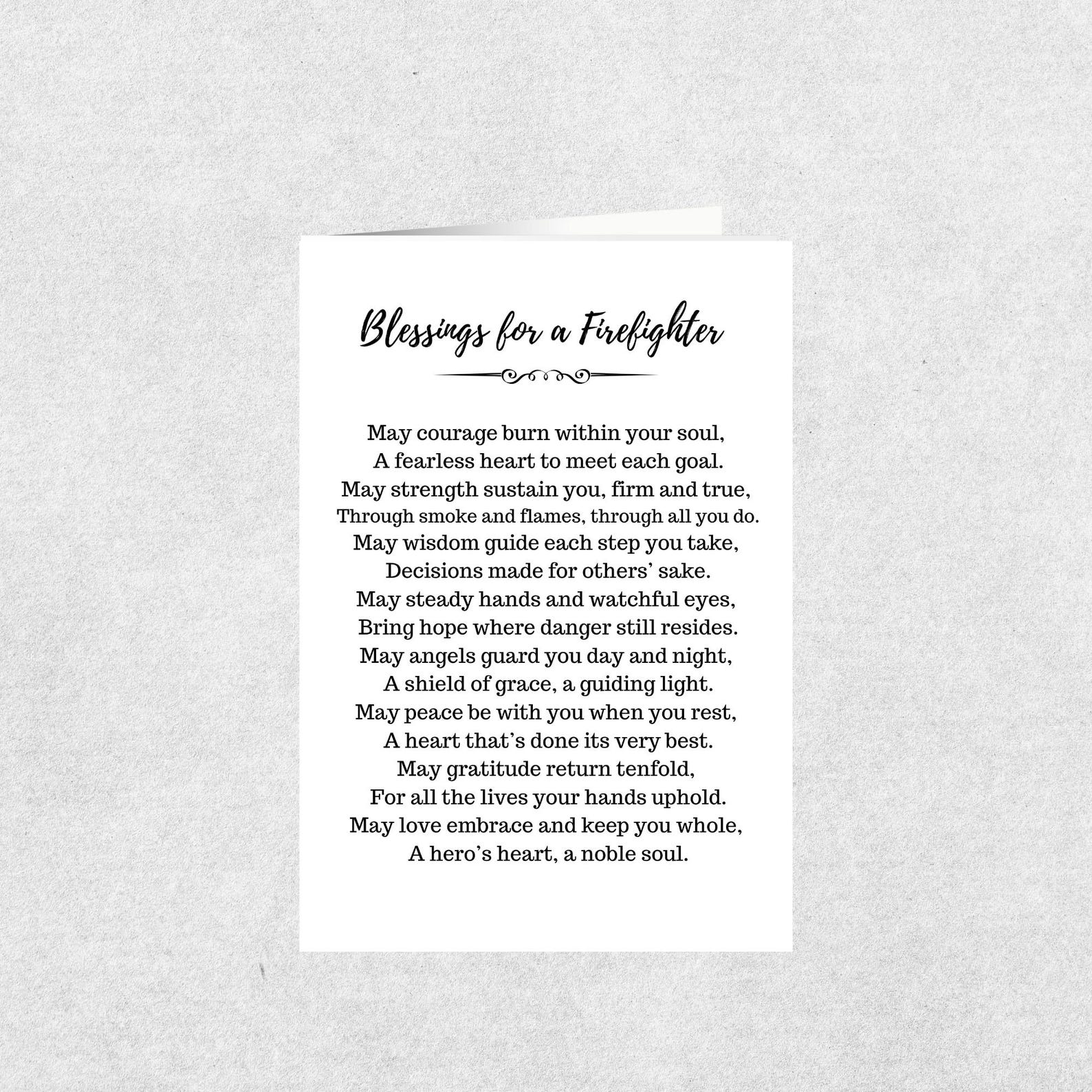 Firefighter Blessing Printable Card Christian Firefighter Gift ...
