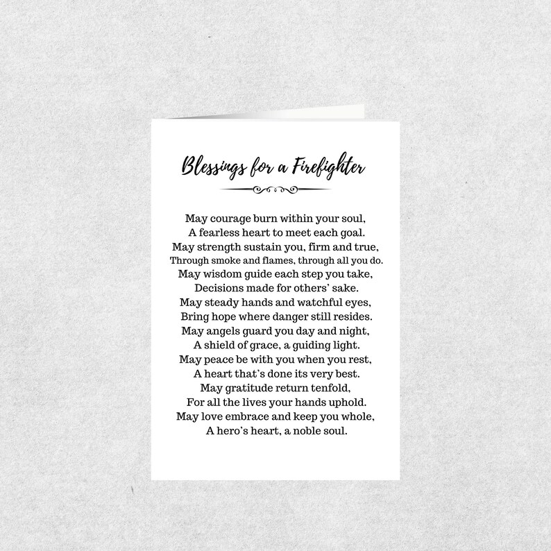 Firefighter Blessing Printable Card Christian Firefighter Gift ...