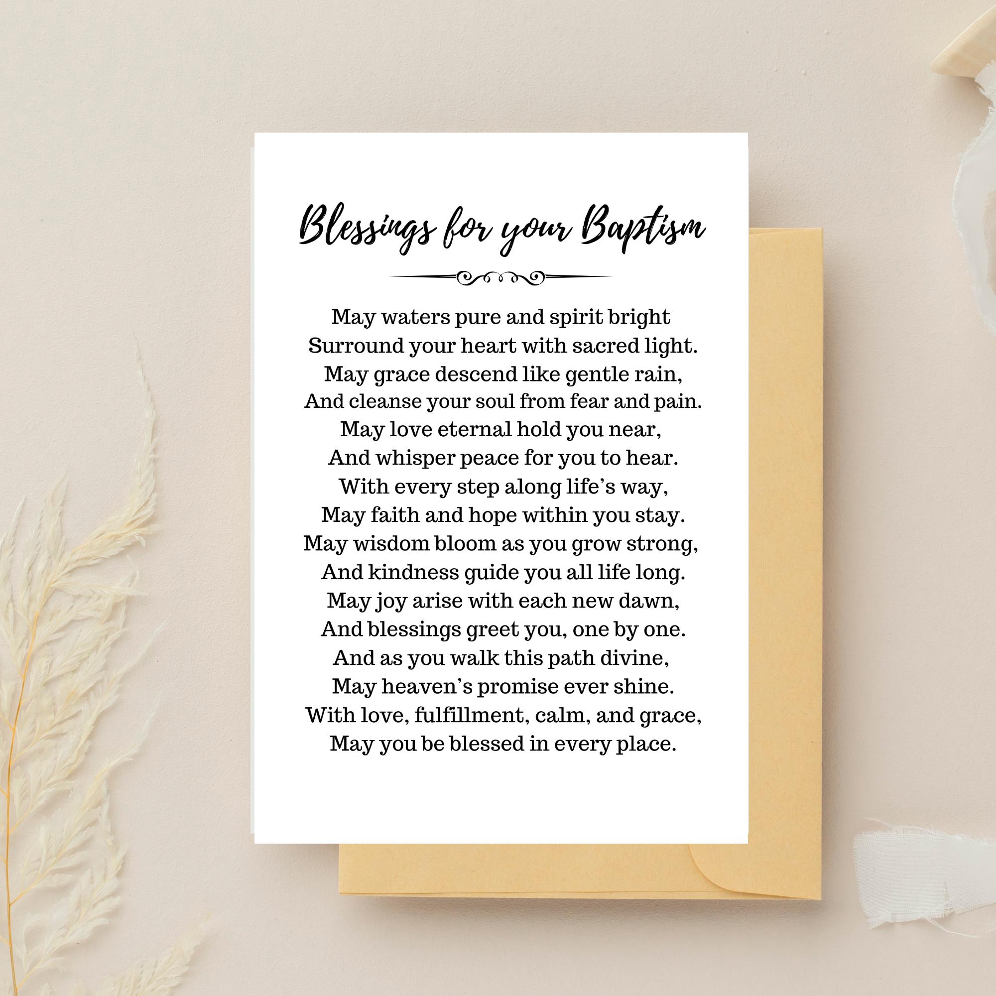 Baptism Blessings Card Christening Greeting Card Baptism ...