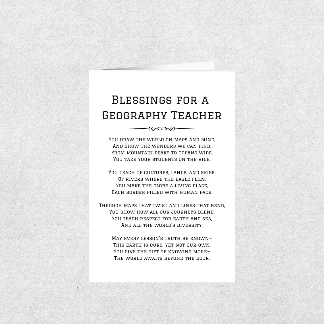 Geography Teacher Christian Blessing Poem: Faith-based Gift (PDF & JPG ...