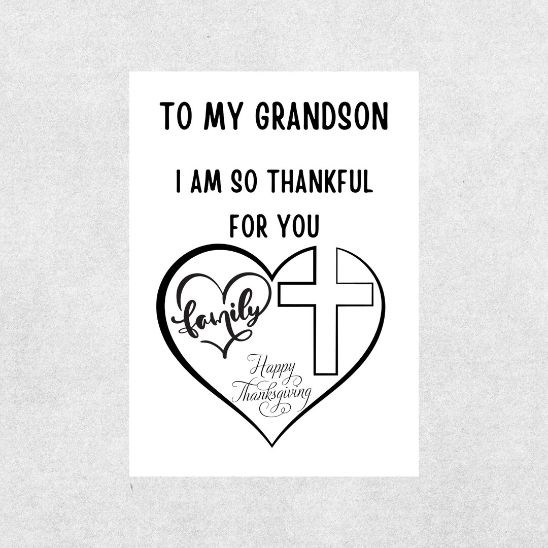 Thanksgiving Card for Grandson Christian Blessing Printable Faith Based ...