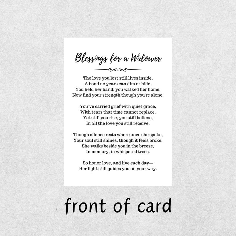 Widower Blessing Card Printable Christian Faith Based Comfort Prayer ...