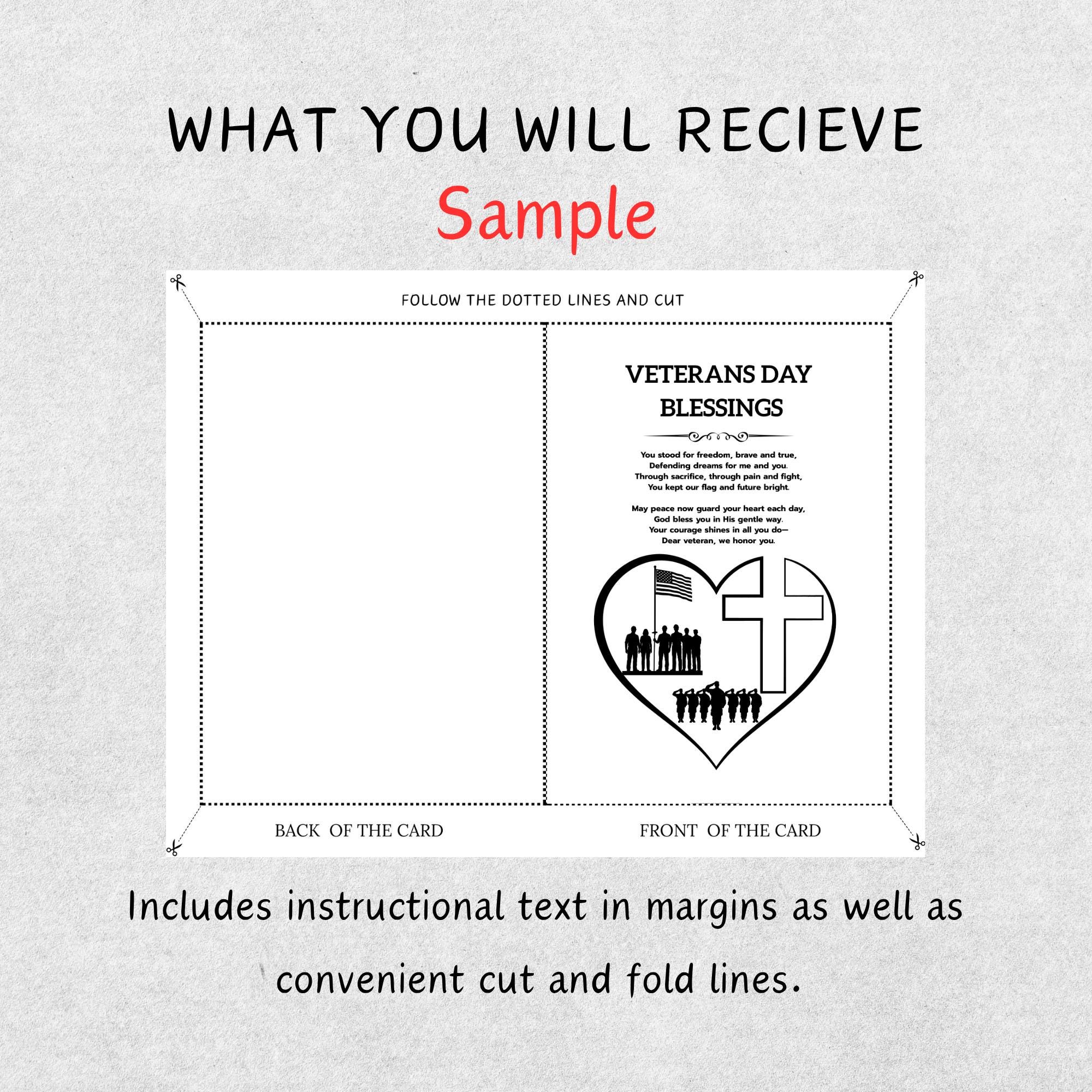 Christian Veterans Day Card Printable Blessing Poem Prayer for Veterans ...