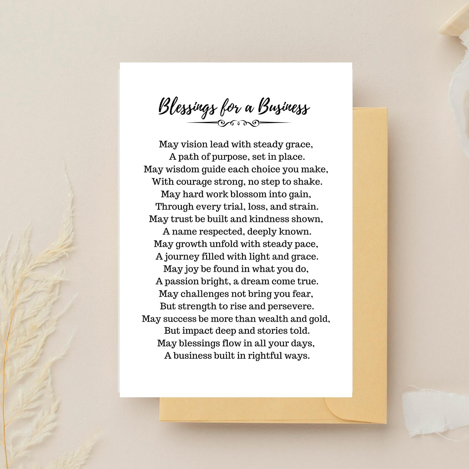 Business Blessing Card Printable Entrepreneur Gift New Business Prayer ...