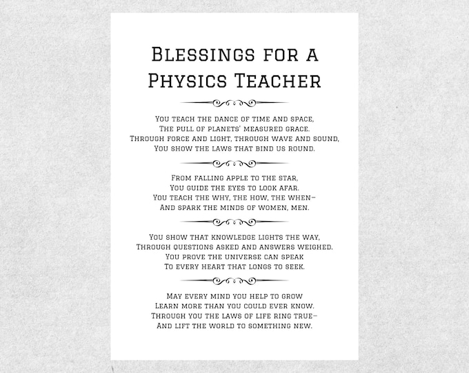 Teacher Blessing Printable Card Digital Thank You Card With Encouraging ...
