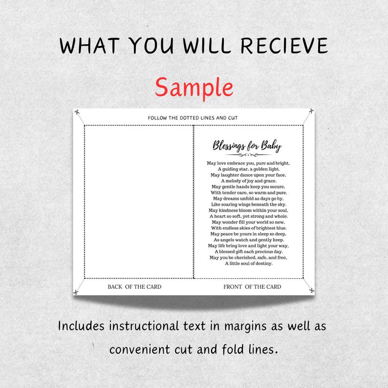 Custom Baby Blessing Card Printable Baby Dedication Baptism Christening ...