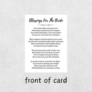 Bride Blessing Card Print Gift Wedding Day Encouragement Faith Based ...