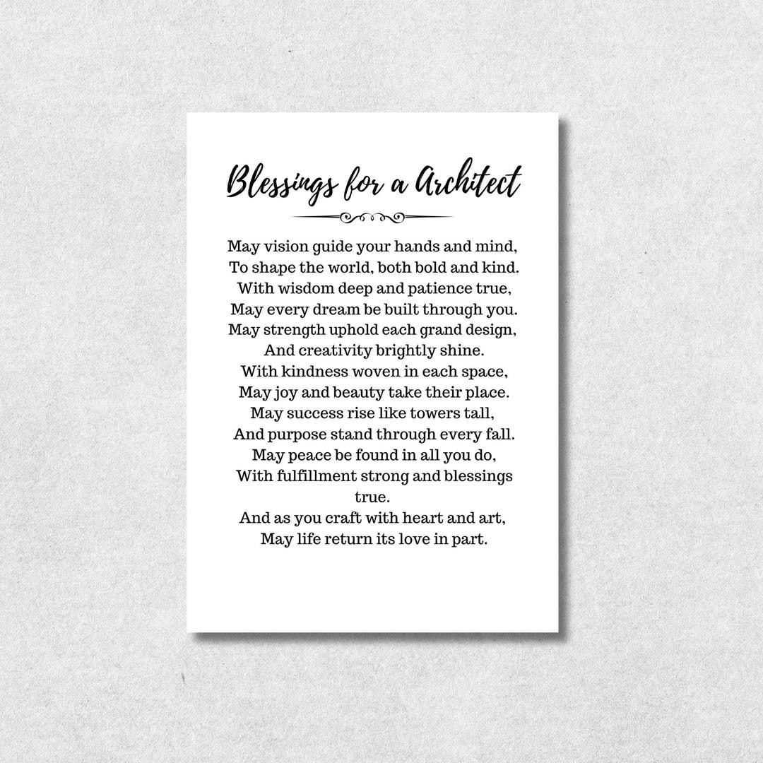 Architect Blessings Card Architecture Appreciation Card Architect Thank ...