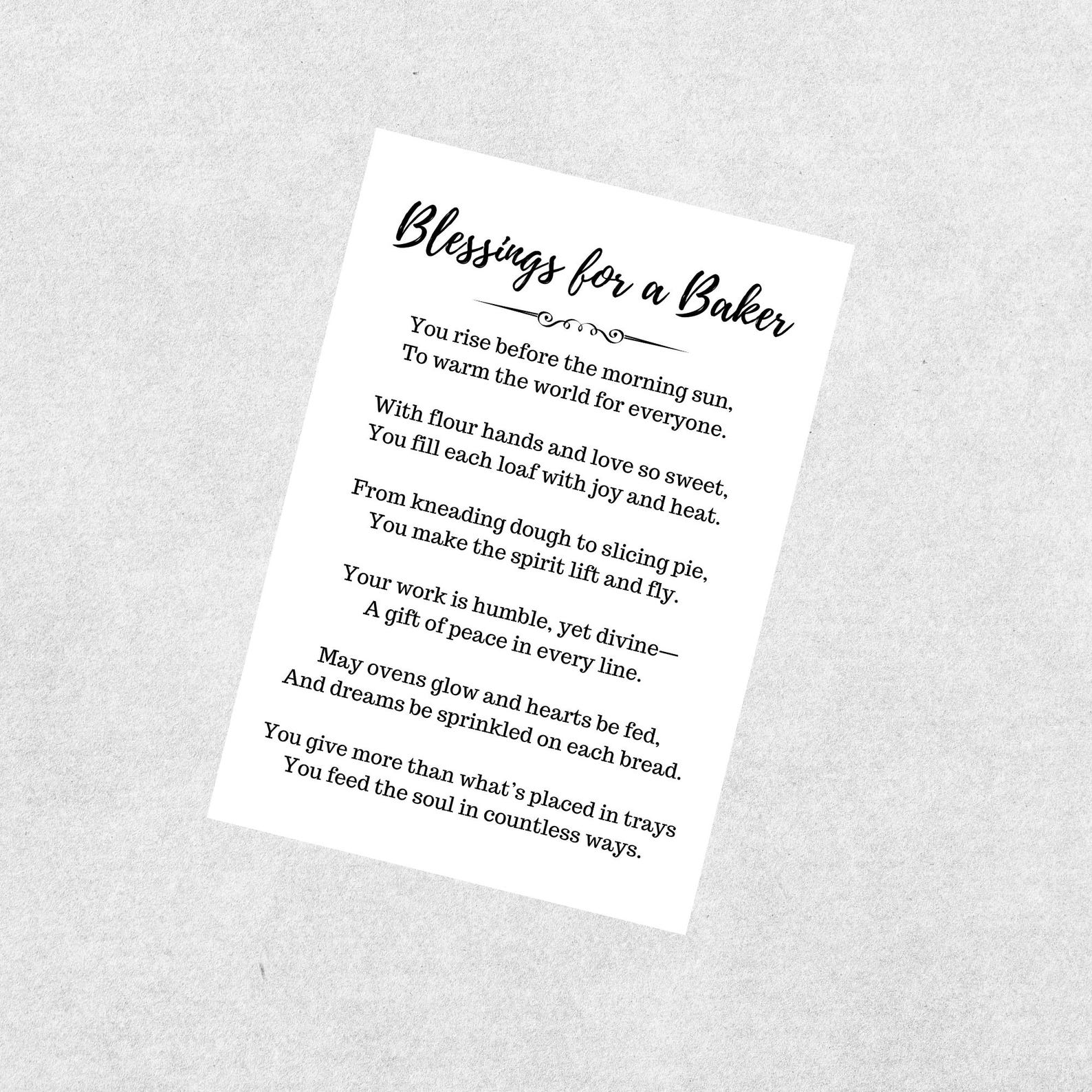 Baker Blessing Card: Christian Poem, Thank You Gift (digital Download ...