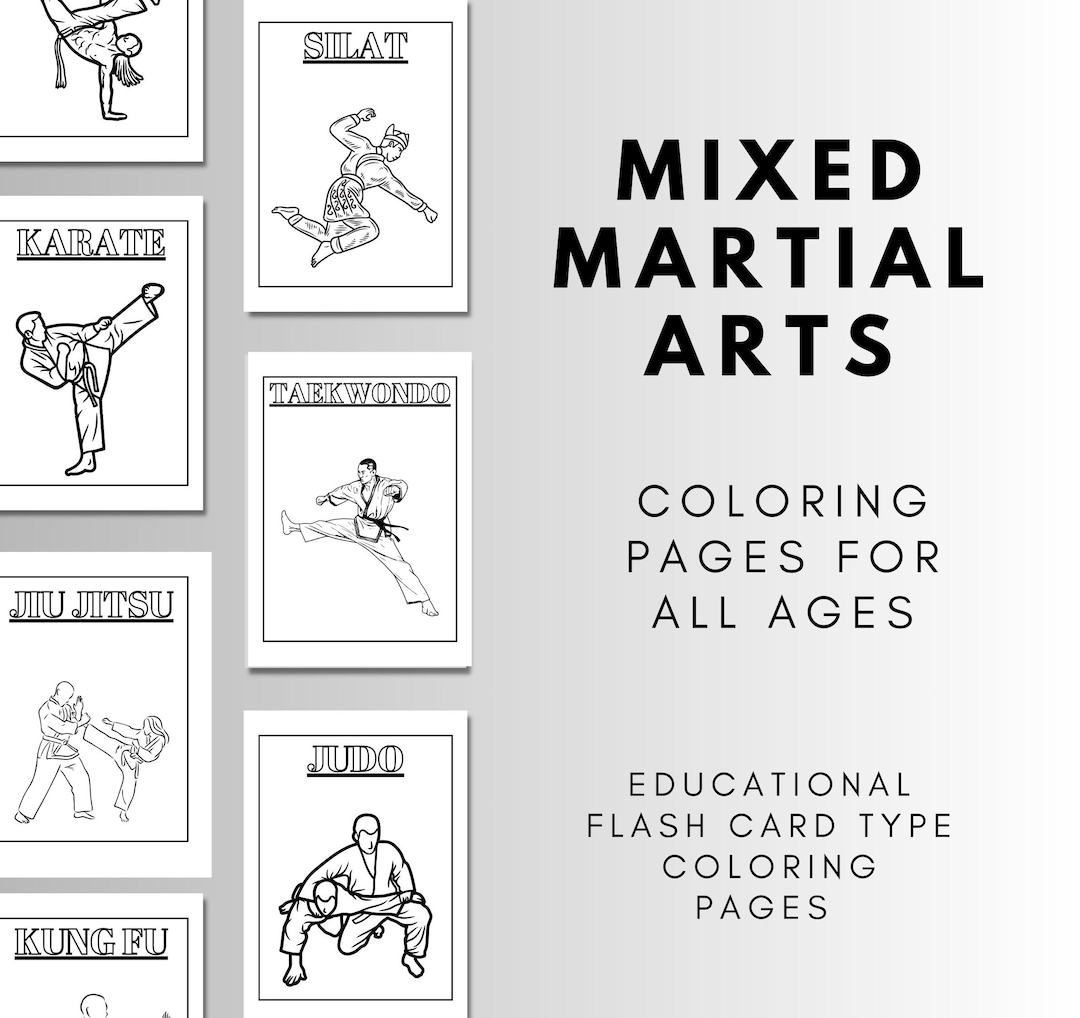 MMA Coloring Pages Flash Cards Kids Learning Activity Printable ...