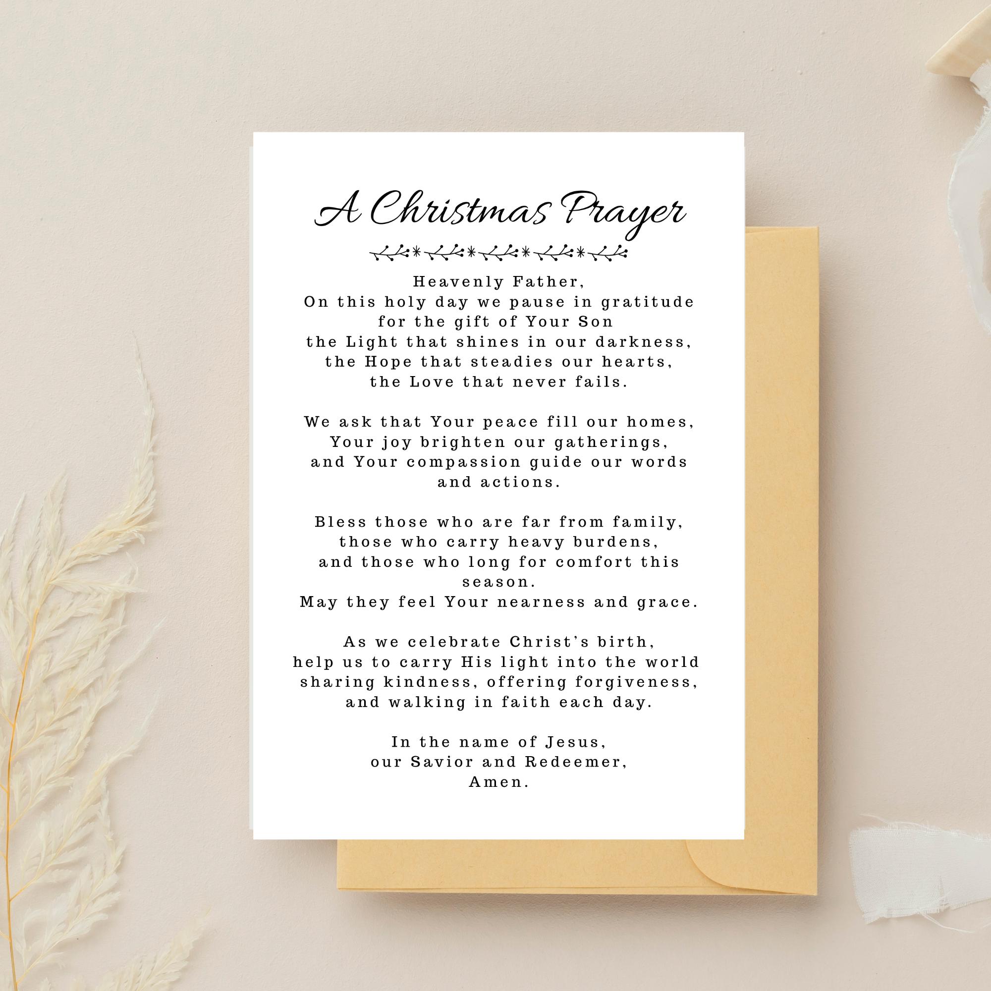Christian Christmas Prayer Card Printable Faith Based Holiday Home ...