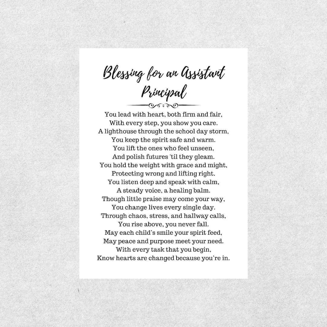 Christian Assistant Principal Blessing Card Printable Poem Prayer Faith ...