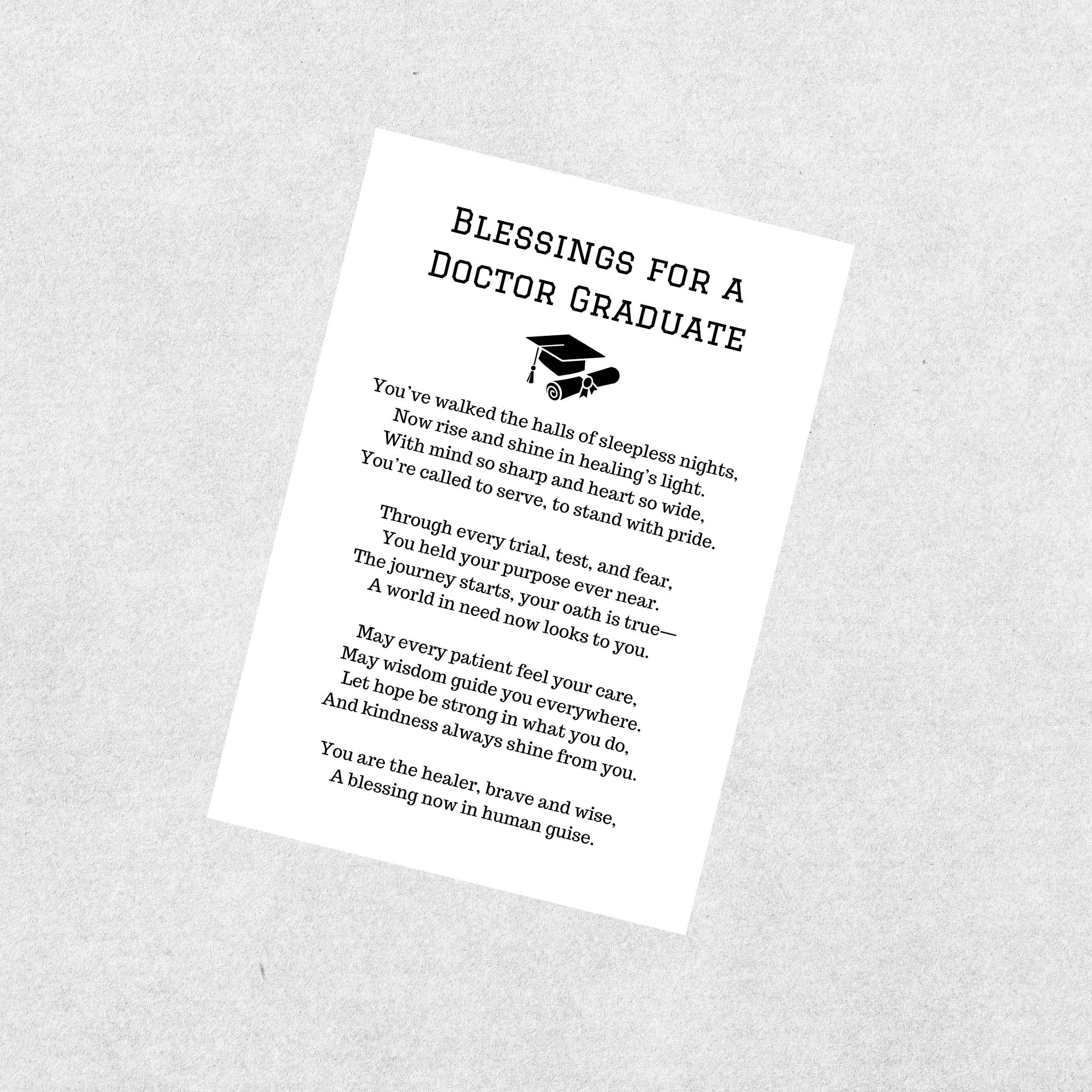 Doctor Graduate Blessings Card for Medical School Graduation Greeting ...