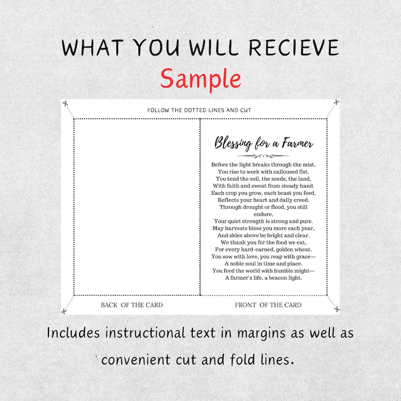 Farmer Blessing Card Printable Christian Poem Prayer Faith Based ...