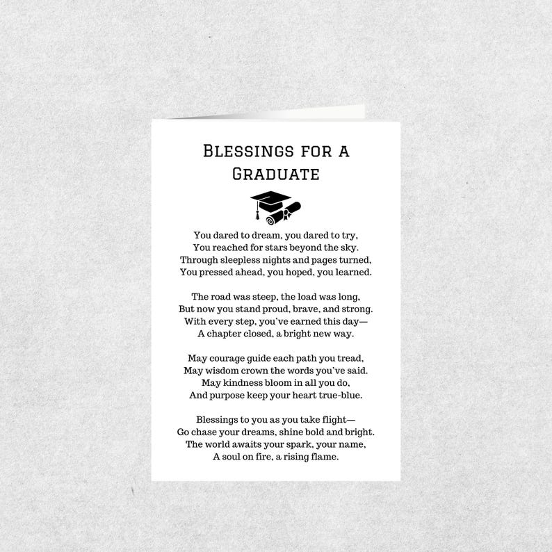 Graduate Blessing Card Printable Christian Poem Prayer Graduation ...