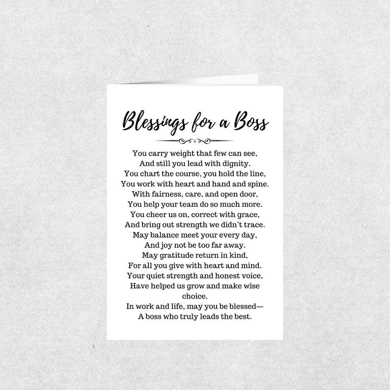 Boss Blessings Card Christian Inspirational Boss Greeting Card ...