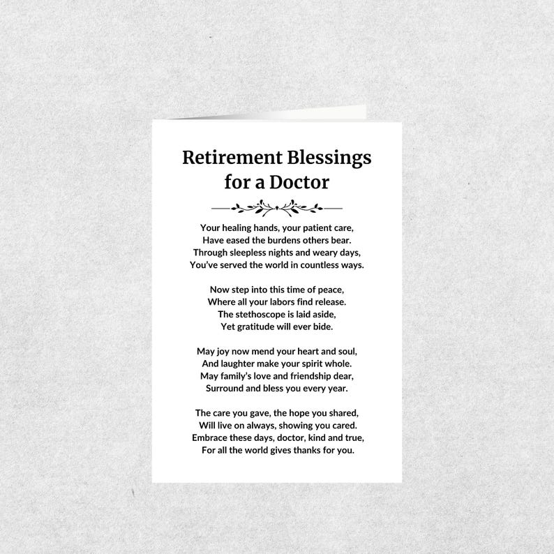 Doctor Retirement Blessings Greeting Card Printable Appreciation Card ...