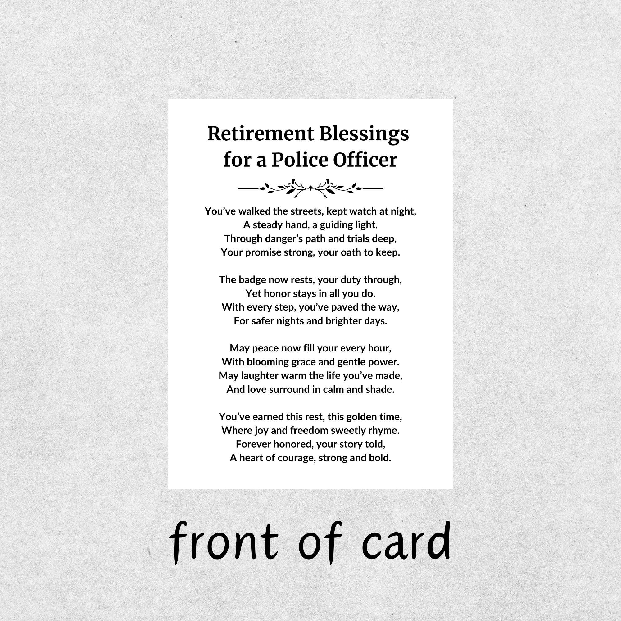 Police Officer Retirement Blessing Printable Card Christian Law ...