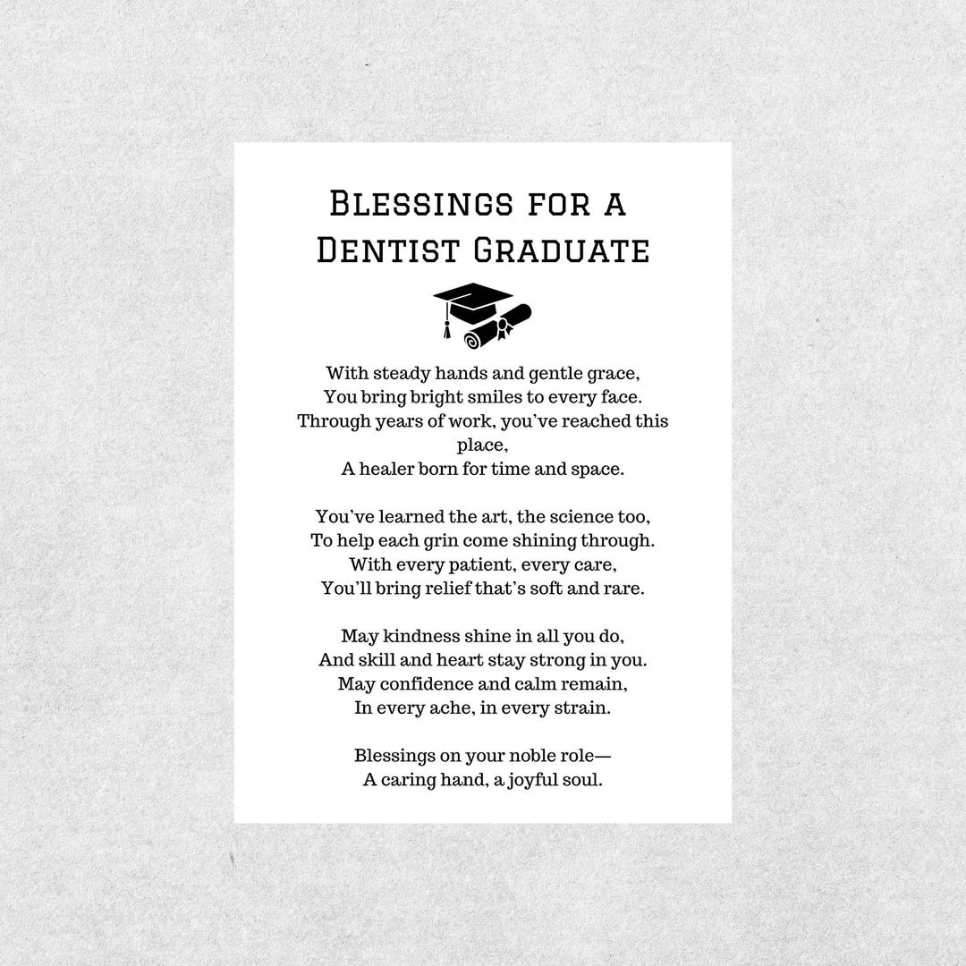Dentist Graduation Card Dental School Graduate Blessings Christian ...