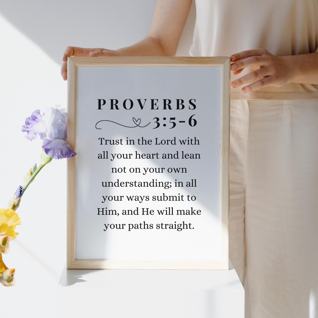 Proverbs 3 5 6 Bible Verse Wall Art Christian Printable Scripture Trust ...