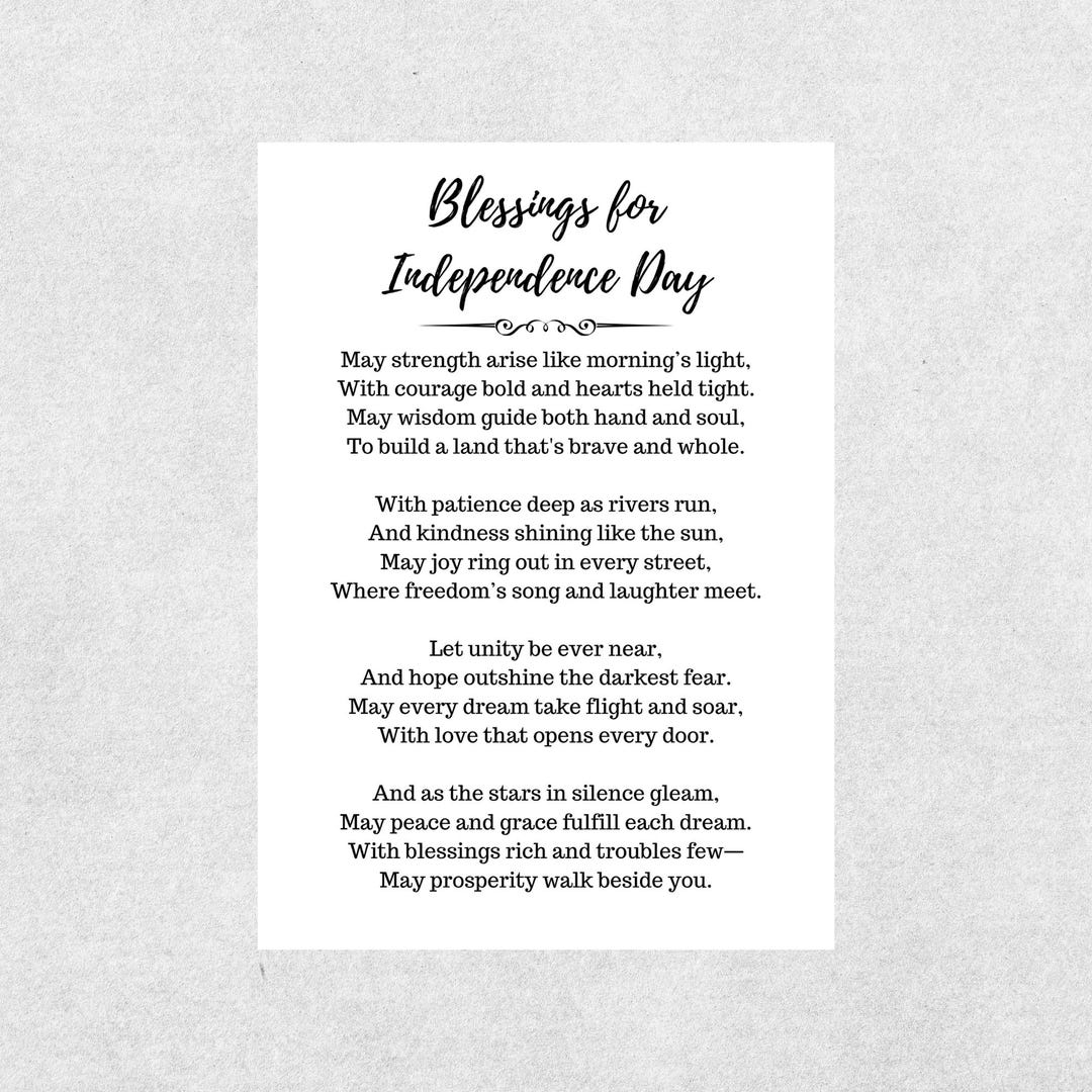 Independence Day Blessing Card Faith Based Printable Patriotic for ...