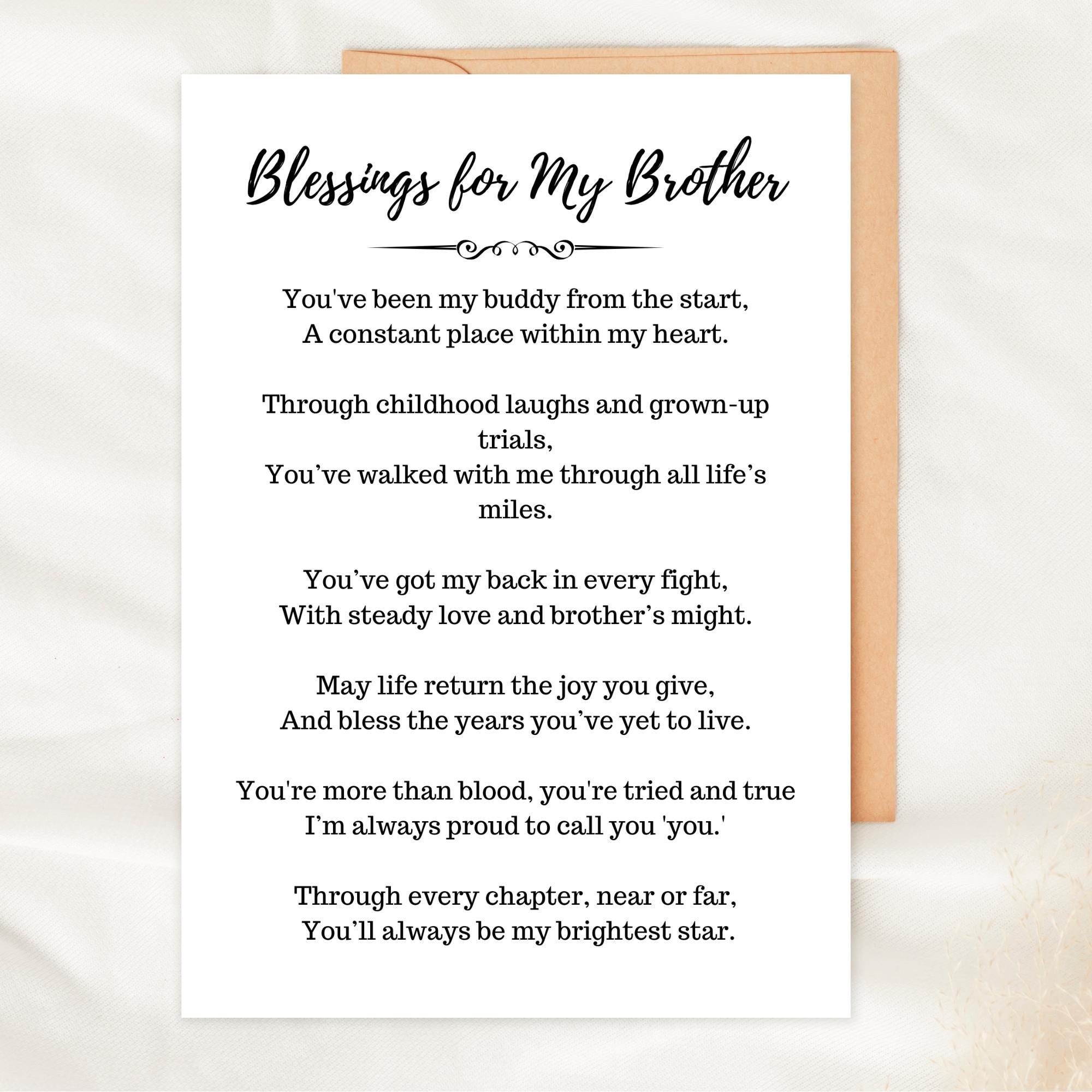 Brother Blessing Card Printable Prayer Gift Christian Encouragement ...