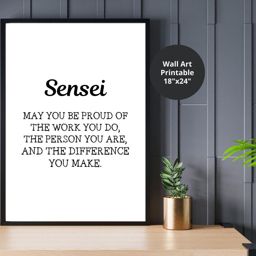 Sensei Wall Art Printable Karate Teacher Gift Dojo Decor Martial Arts ...