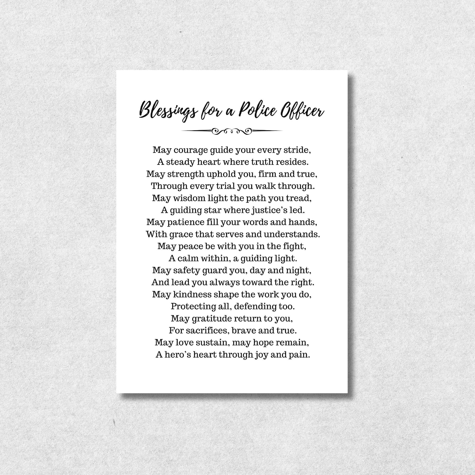 Police Officer Blessing Printable Card Christian Law Enforcement Gift ...