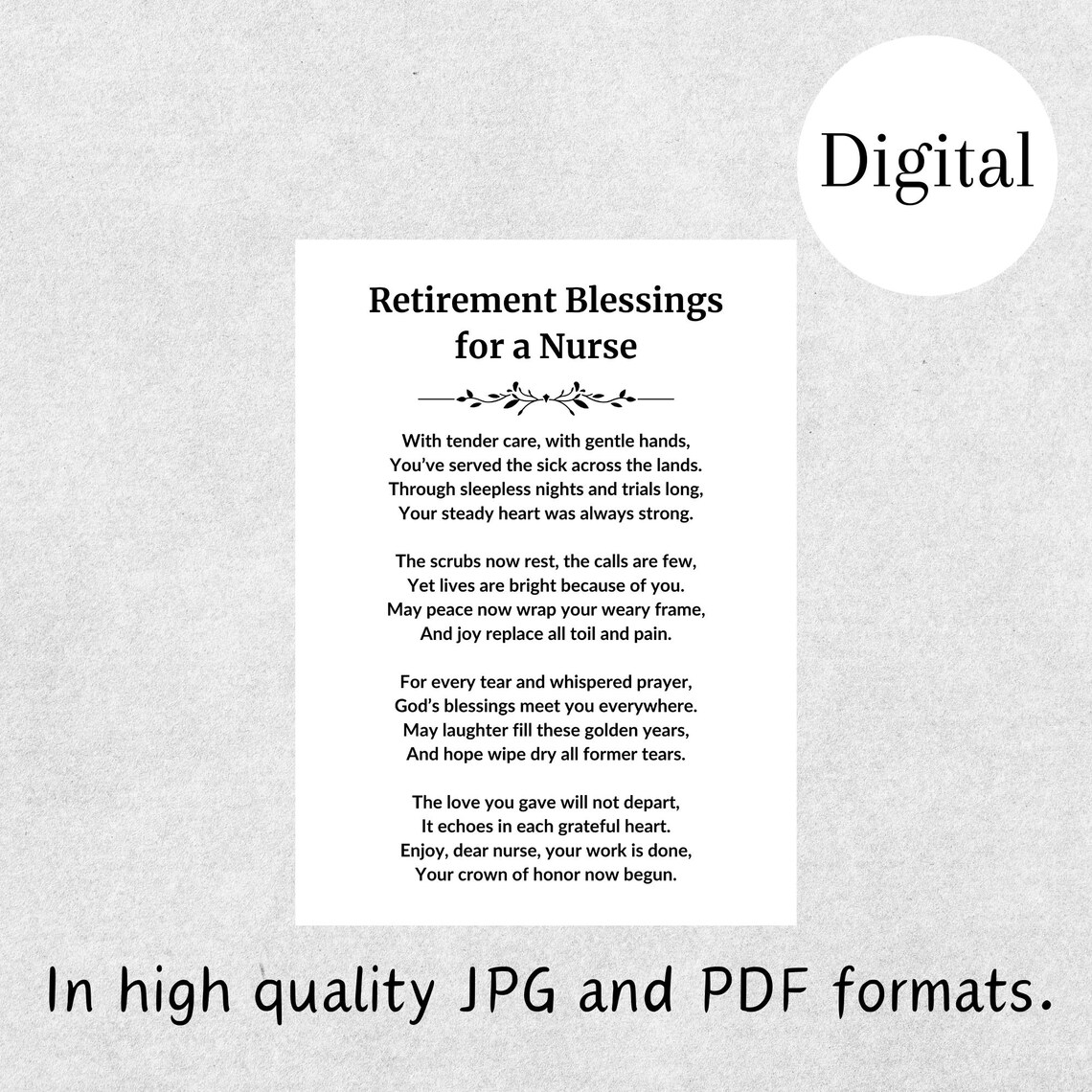 Retirement Blessings for a Nurse Printable Card Christian Retiring ...