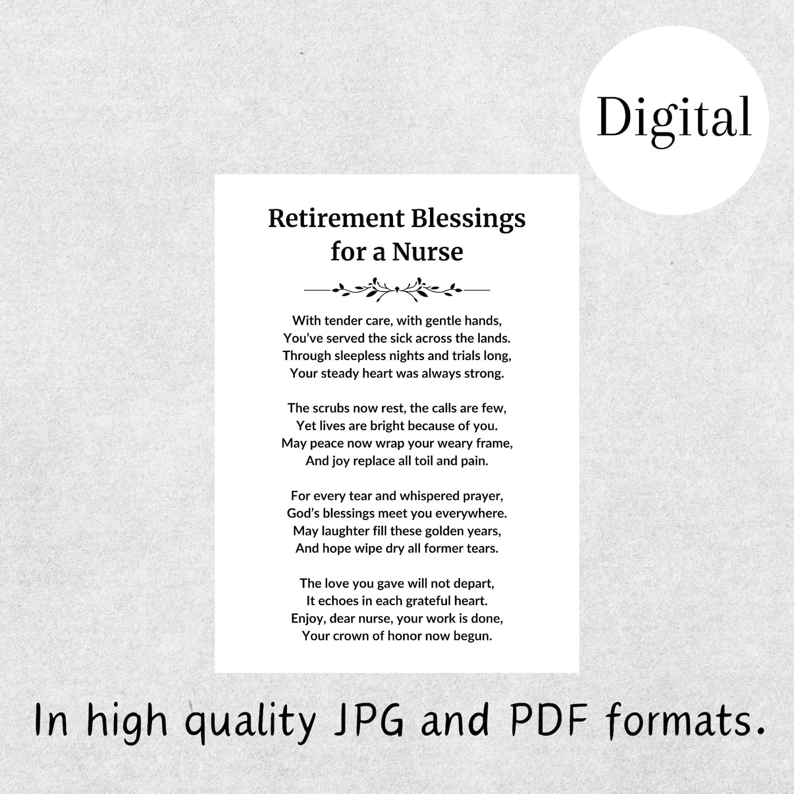 Retirement Blessings for a Nurse Printable Card Christian Retiring ...