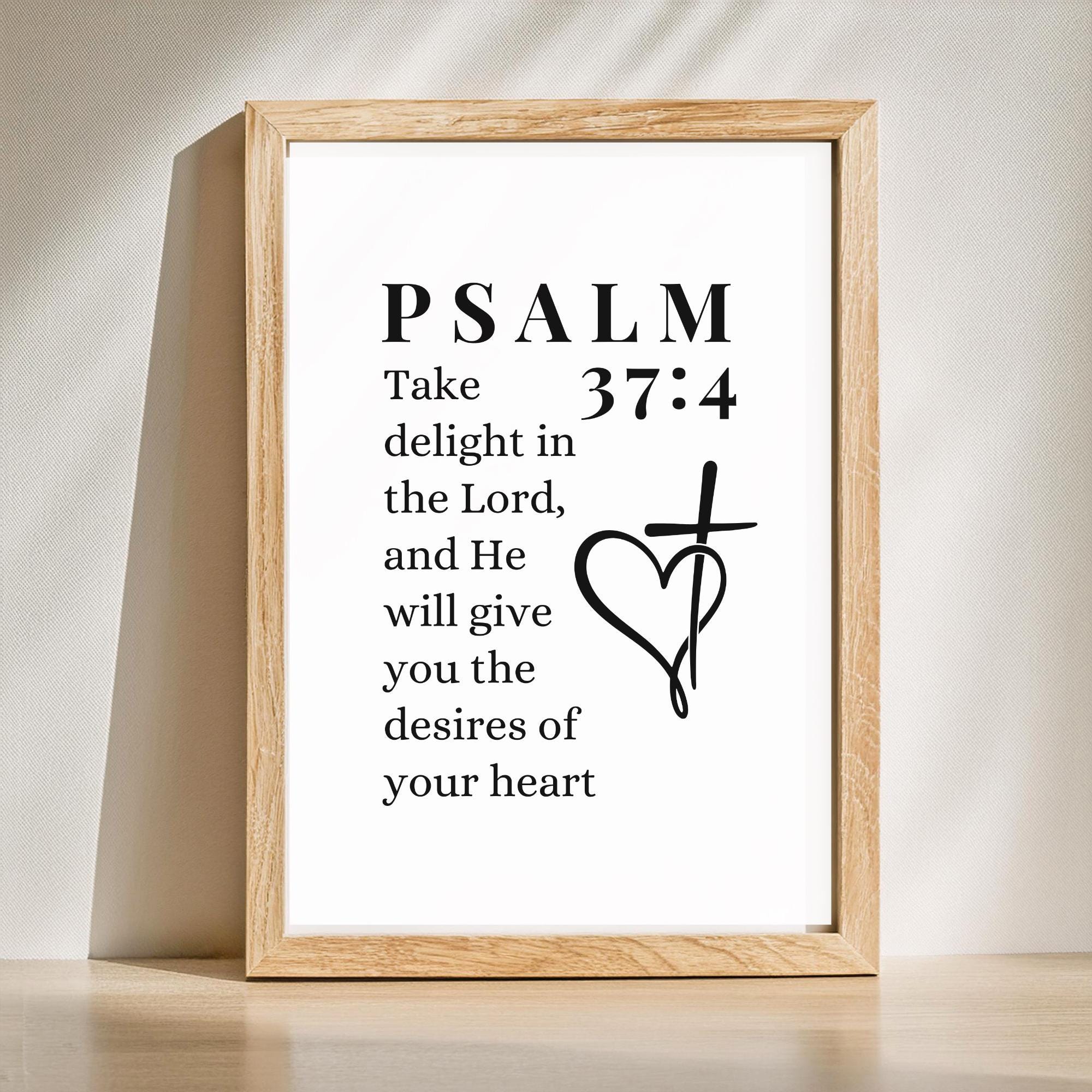 Psalm 37-4 Bible Verse Wall Art Scripture Christian Printable for Home ...