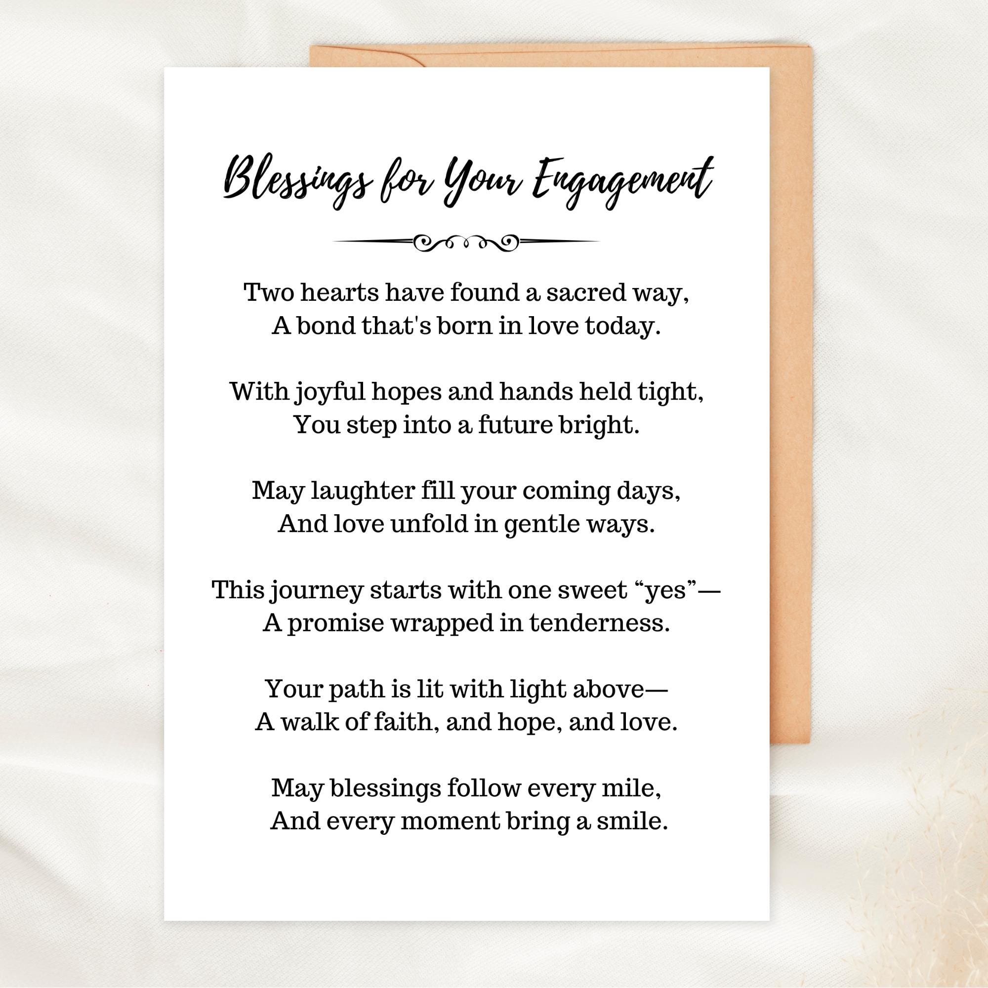 Engagement Blessing Card Printable Wedding Celebration Prayer Gift ...