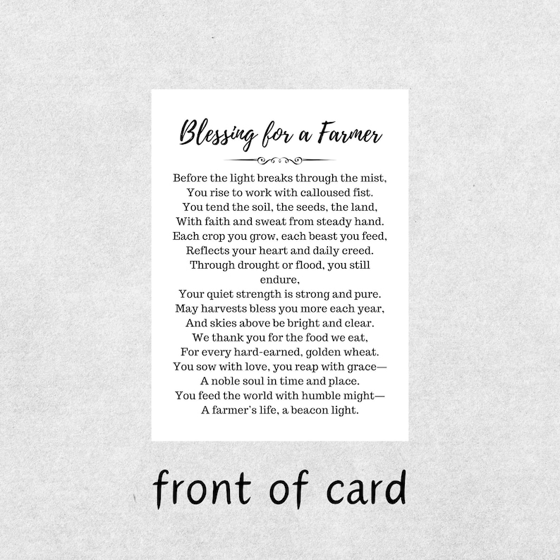 Farmer Blessing Card Printable Christian Poem Prayer Faith Based ...