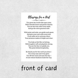Host Blessing Prayer Card: Faith-based Hospitality Gift (digital ...