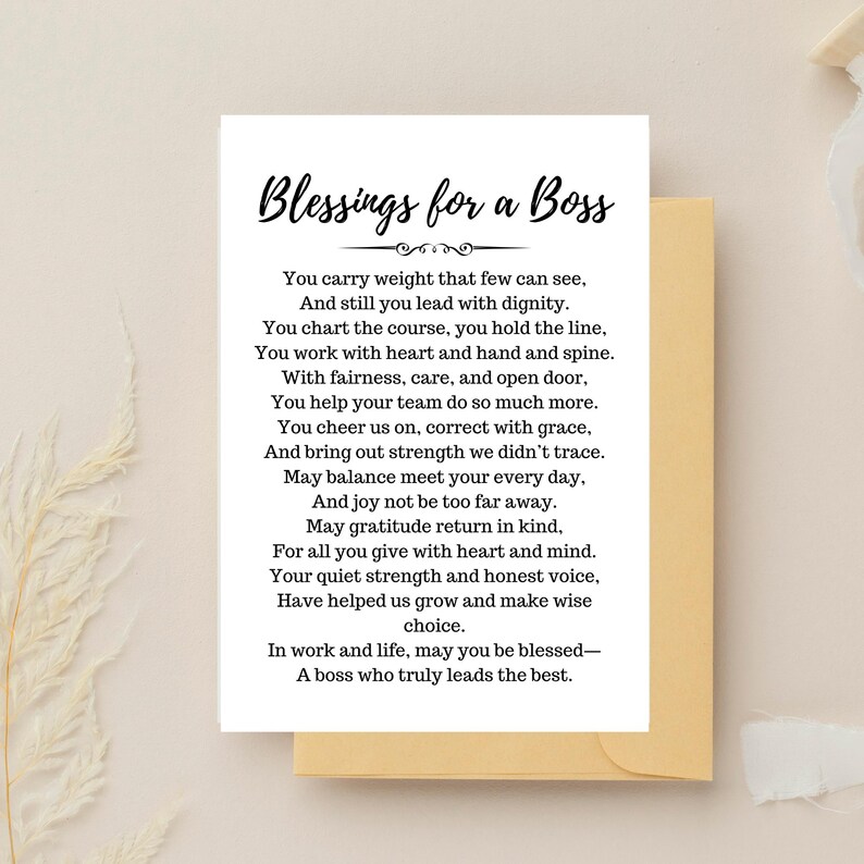 Boss Blessings Card Christian Inspirational Boss Greeting Card ...