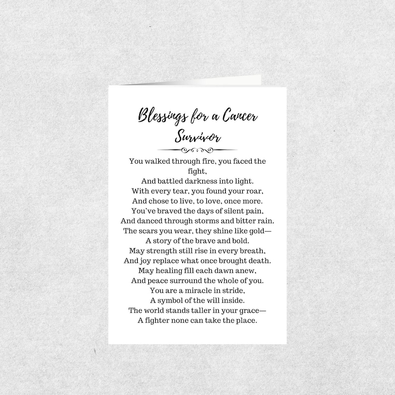 Cancer Survivor Blessings Card Inspirational Christian Greeting Card ...