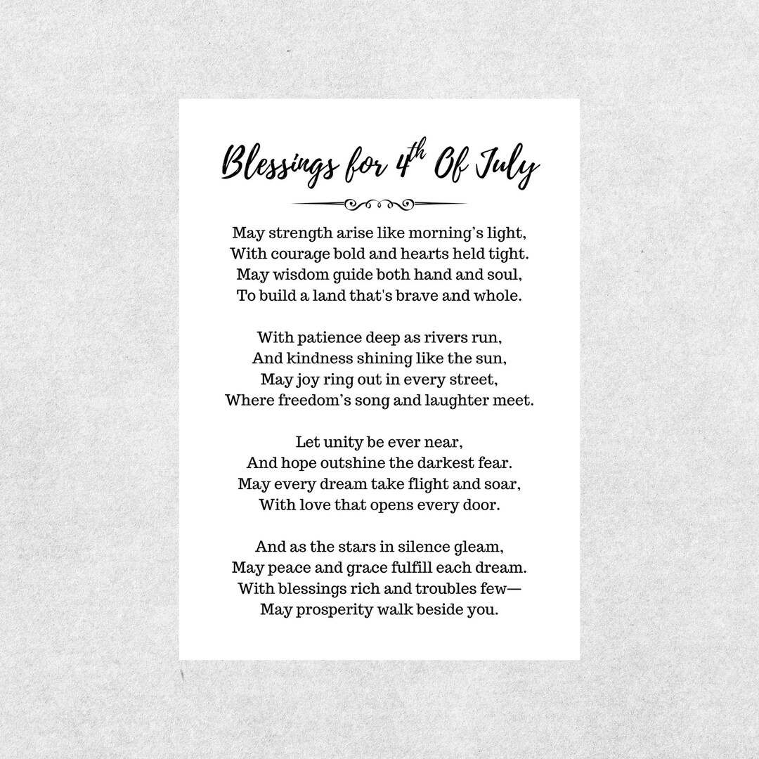 4th of July Blessing Card Printable Patriotic Faith Based Encouragement ...