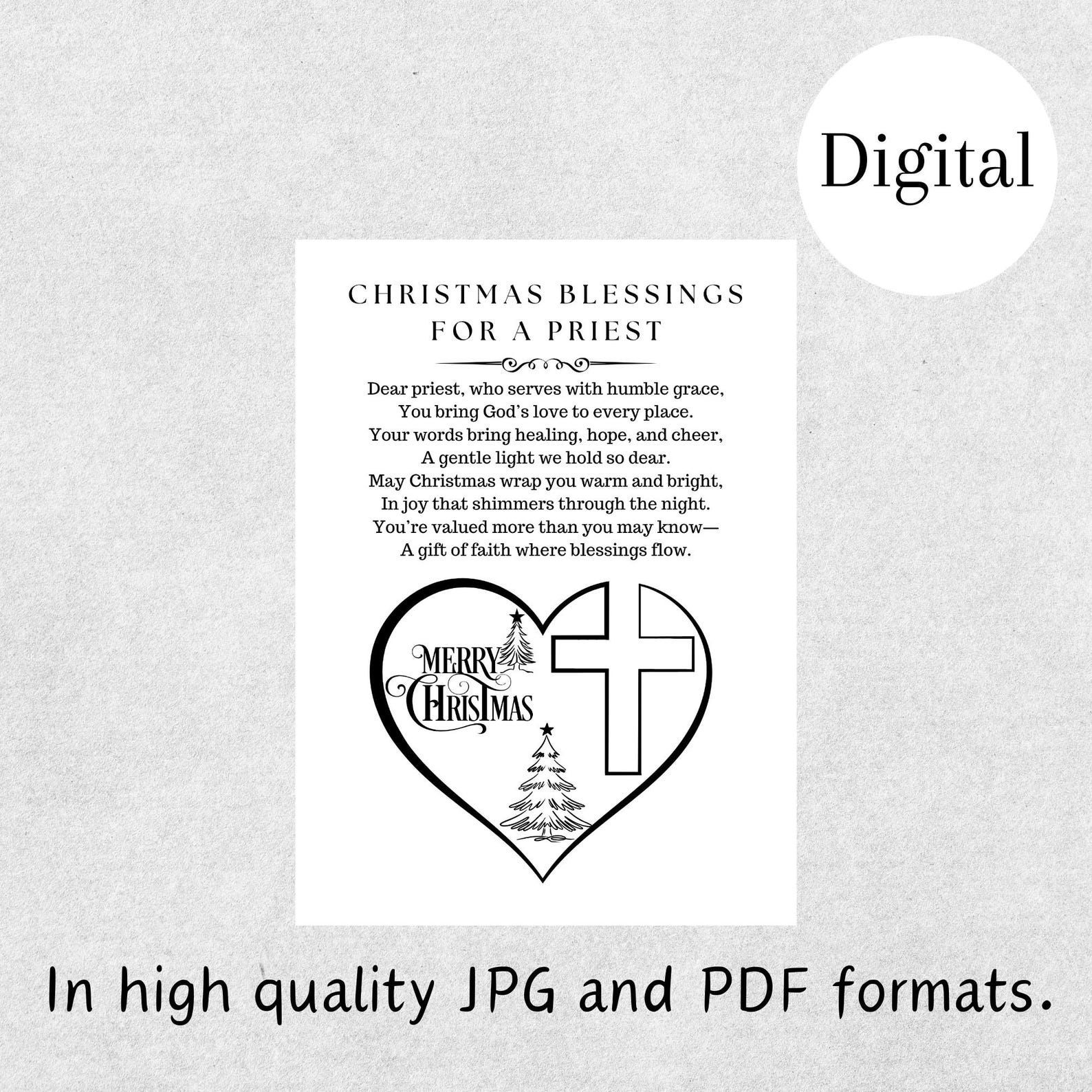 Christmas Blessings Card for a Priest Christian Poem Prayer Printable ...