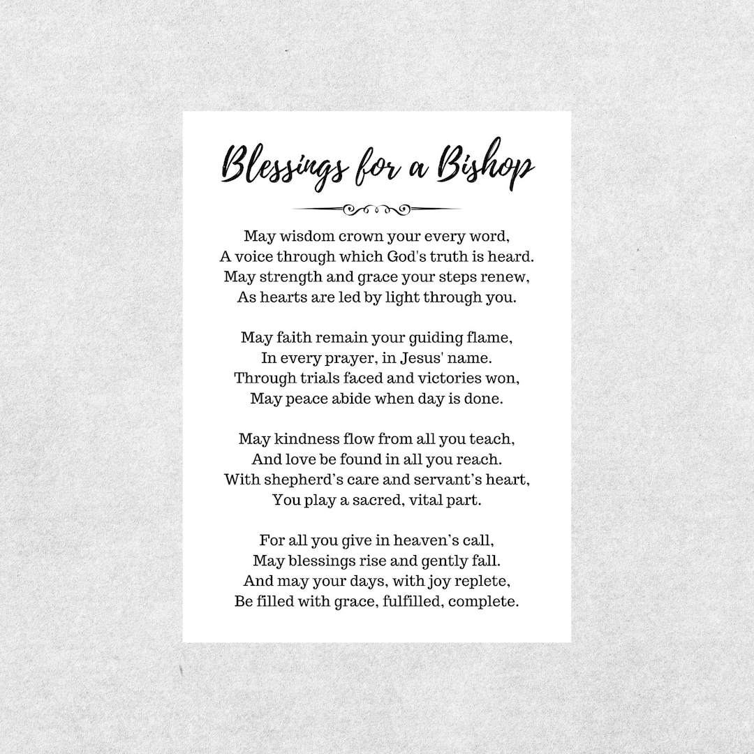 Bishop Blessings Card Printable Religious Greeting Card Digital ...
