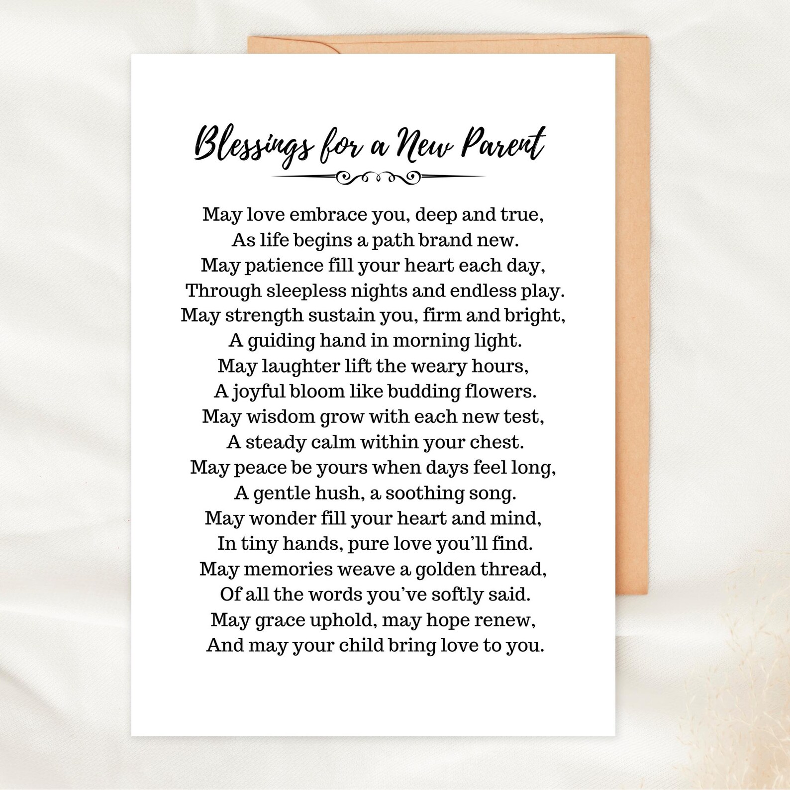 New Parent Blessing Card Printable Baby Shower Gift New Parent Prayer ...