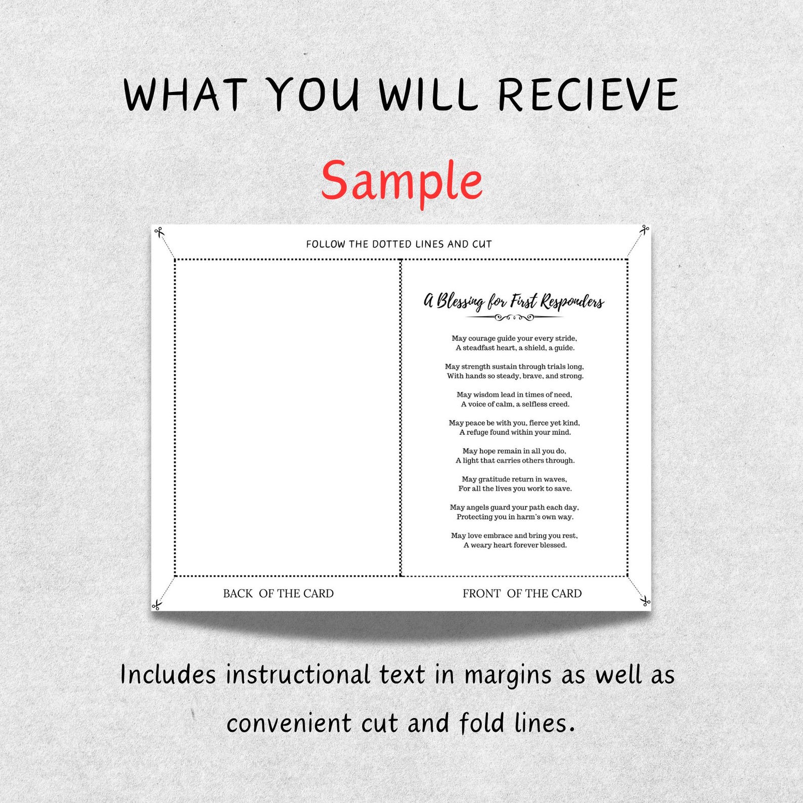 First Responder Blessing Card Printable EMT Prayer Firefighter Gift ...