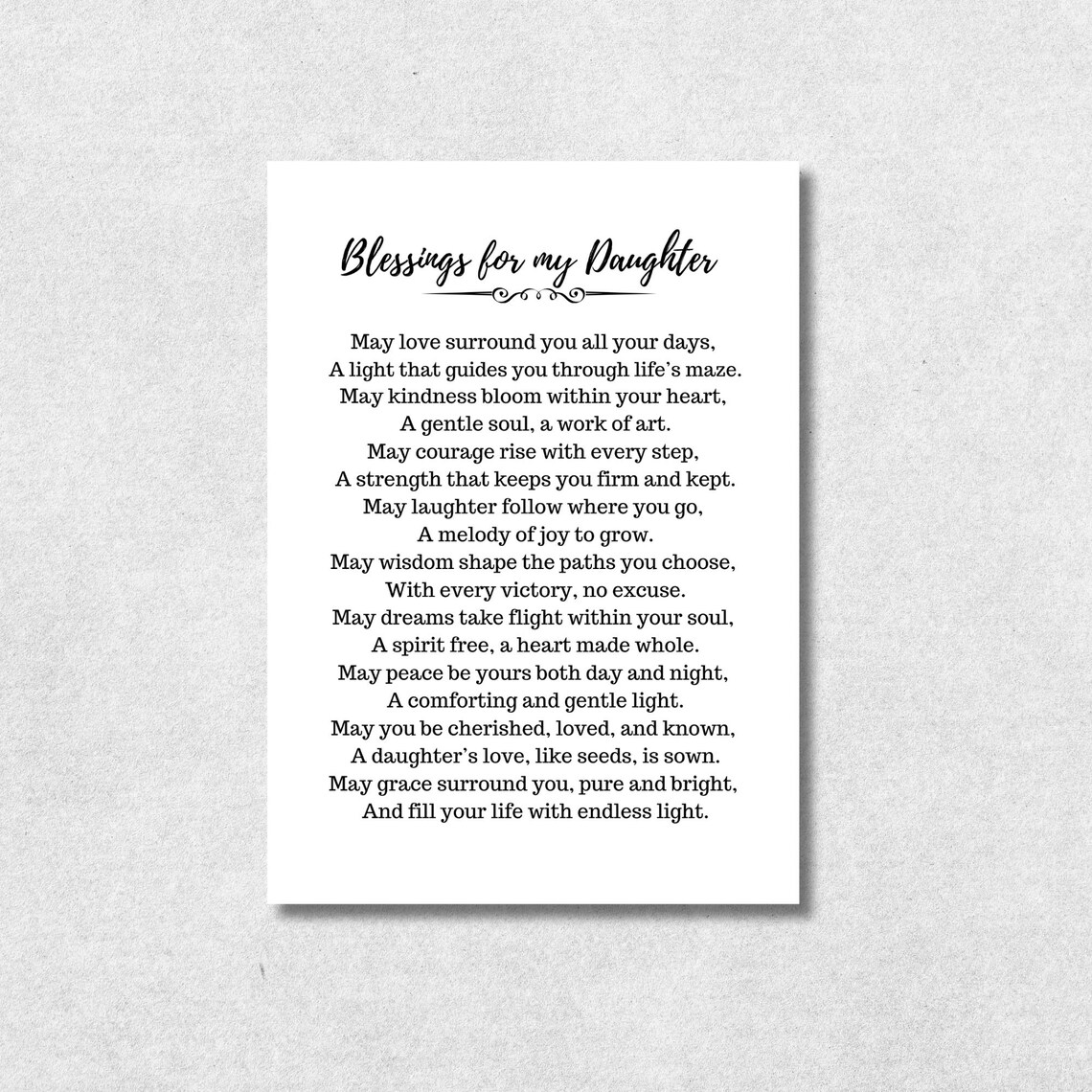Blessing for My Daughter Card Printable Gift Spiritual Prayer for ...