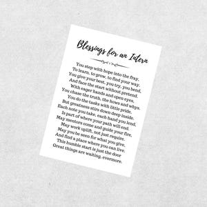 Christian Intern Blessing Card Printable Poem Prayer Faith Based ...