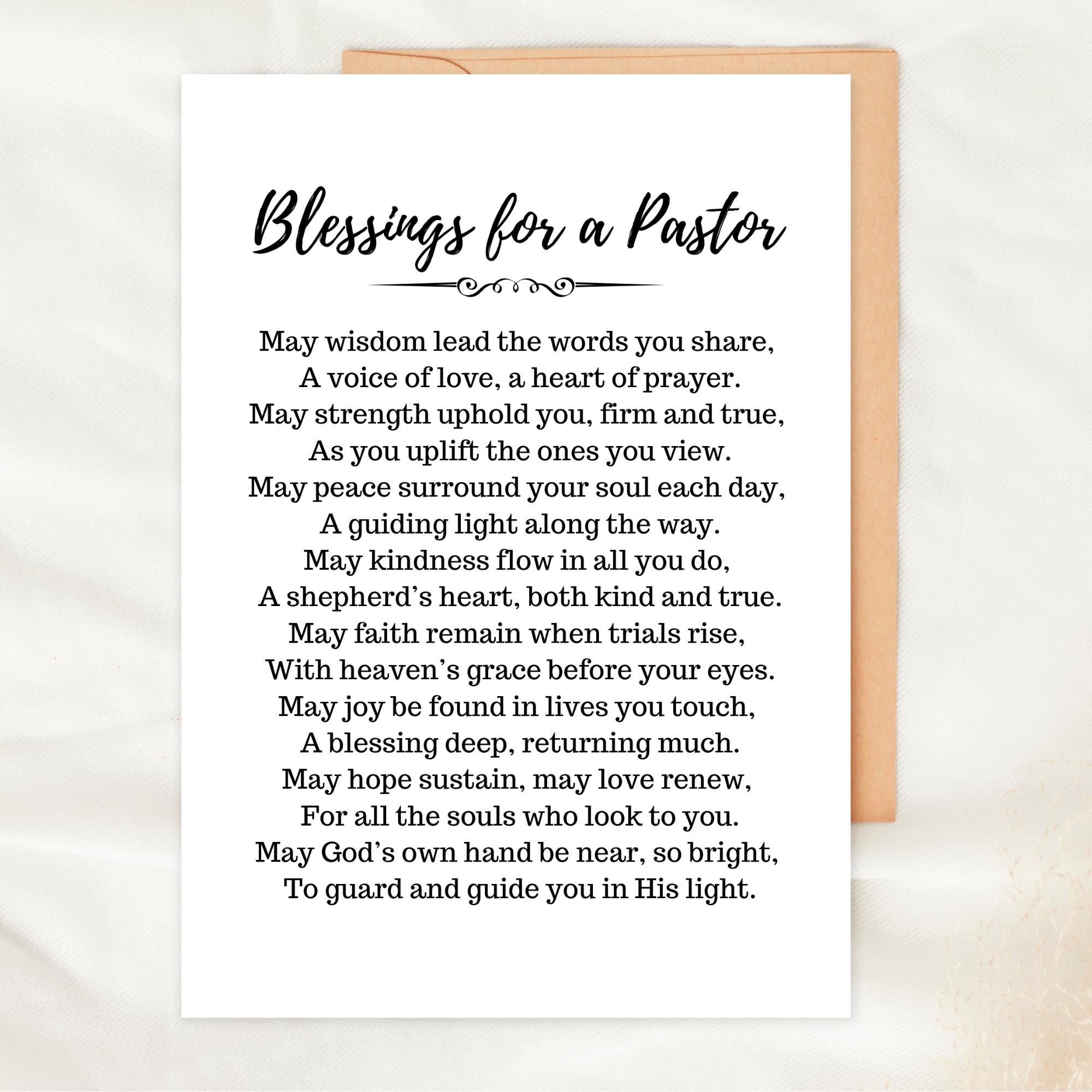 Pastor Blessing Printable Card Christian Pastor Appreciation Card Thank ...