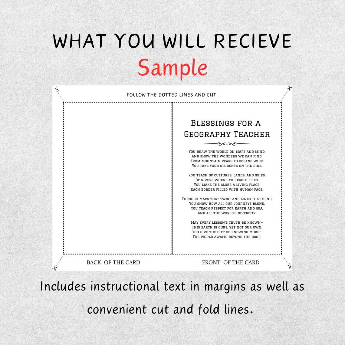 Geography Teacher Christian Blessing Poem: Faith-based Gift (PDF & JPG ...