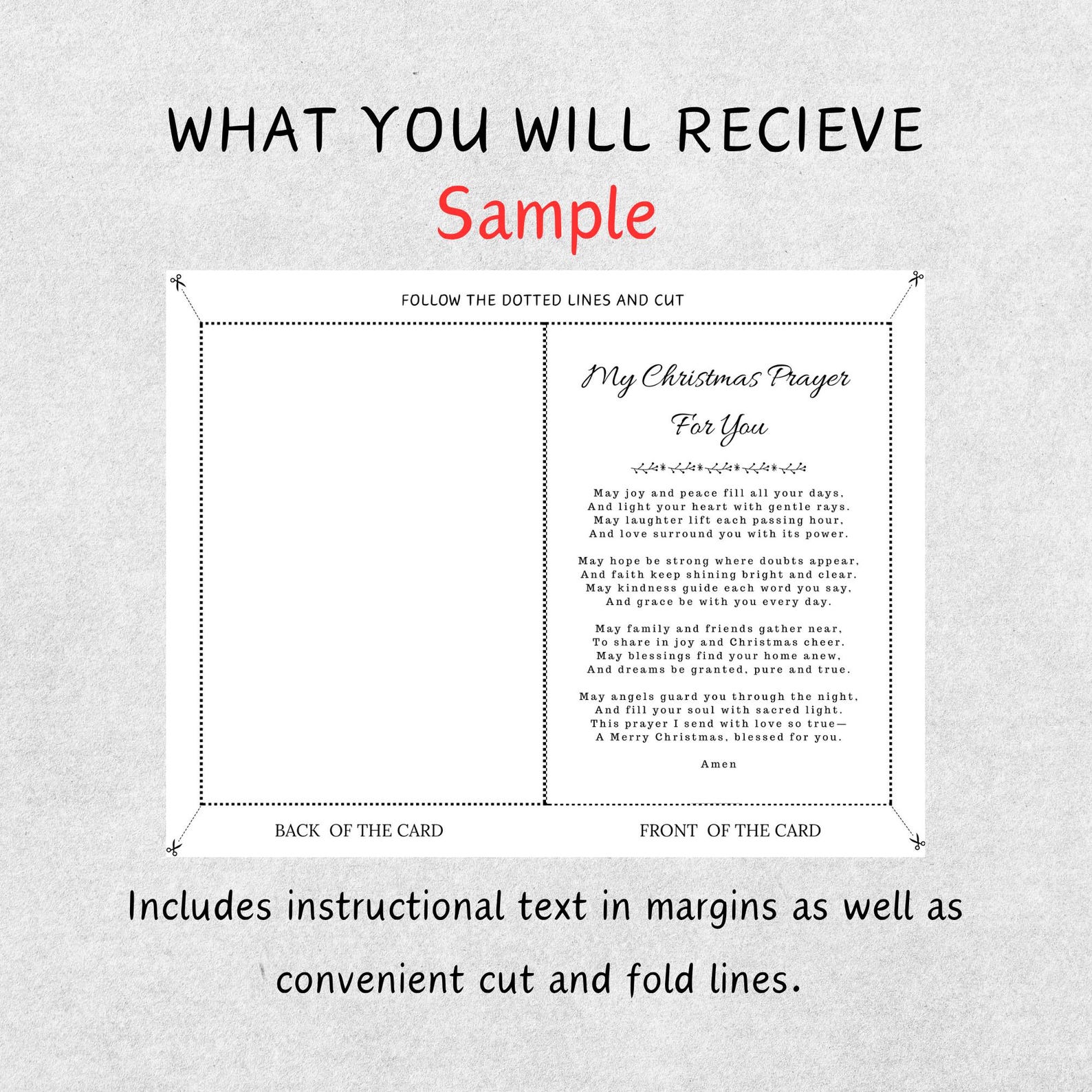 My Christmas Prayer for You Card Christian Printable Faith Based ...