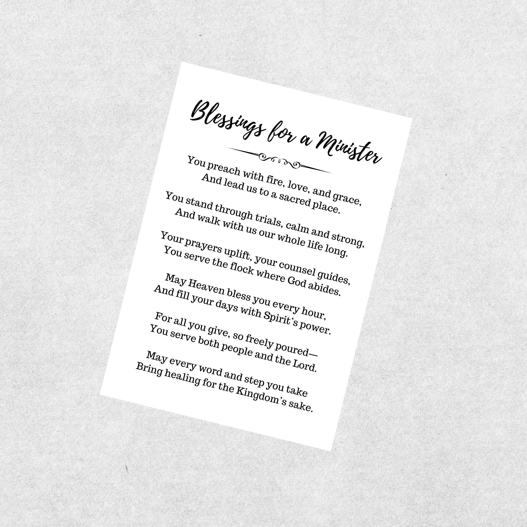 Minister Blessing Printable Card Christian Pastor Appreciation Card ...