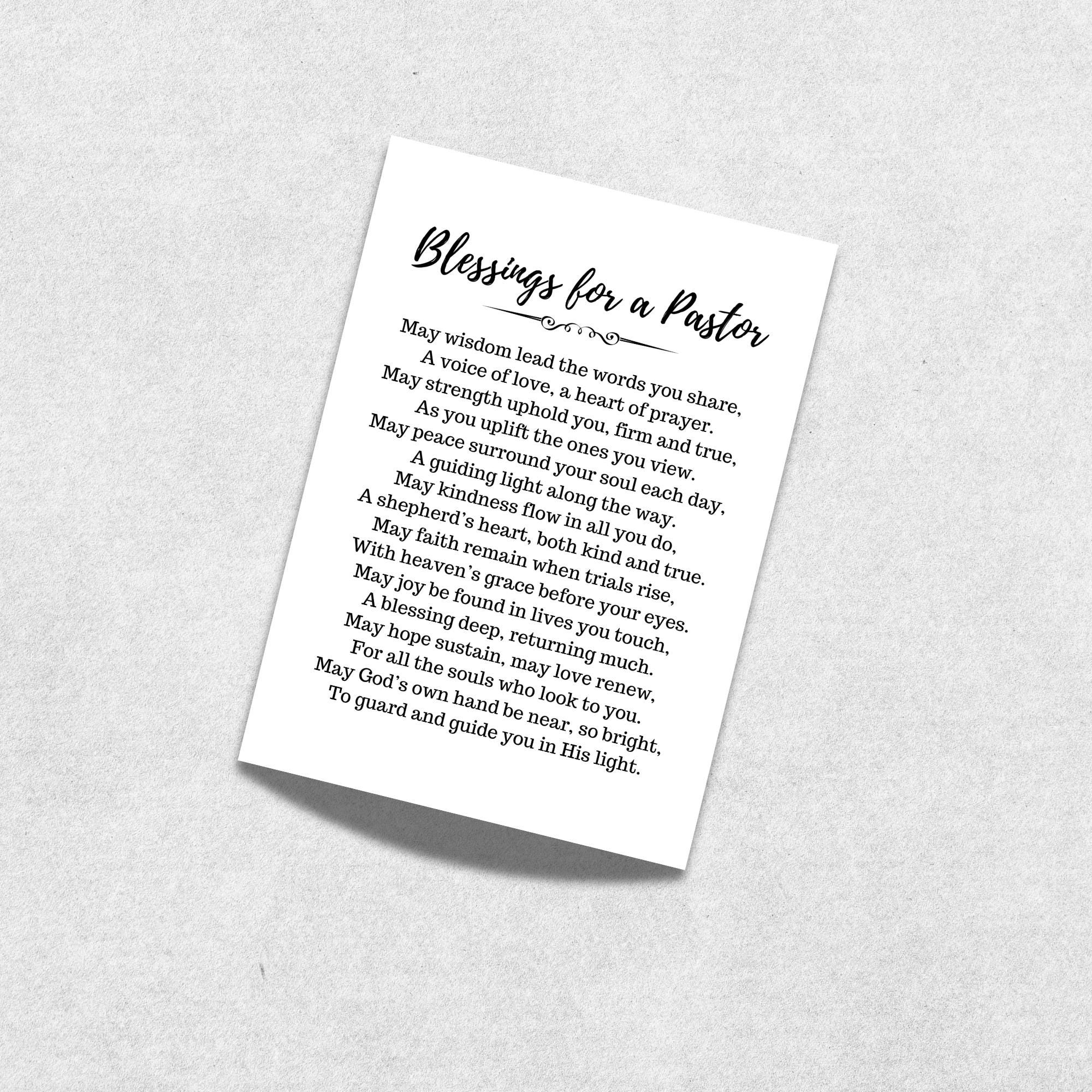 Pastor Blessing Printable Card Christian Pastor Appreciation Card Thank ...